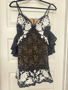 For Love And Lemons | Dresses | Black Lace Floral Embroidered Slip ...